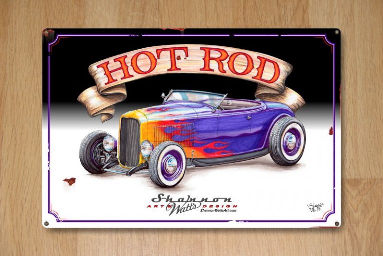 Hot Rod 32 Ford Roadster Metal Sign | Shannon Watts Art & Design
