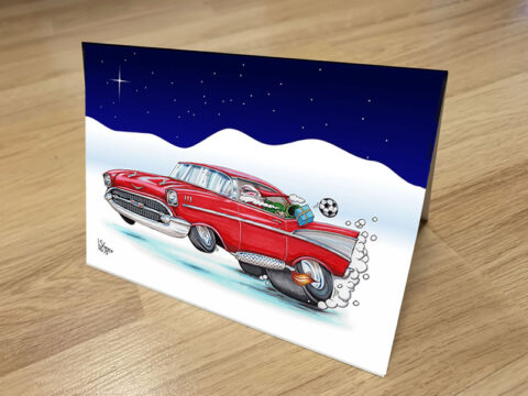 57 Chevy Santa Christmas Cards | Shannon Watts Art & Design